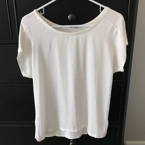 Express | Tops | Mixed Material Tshirt Top In Cream | Poshmark